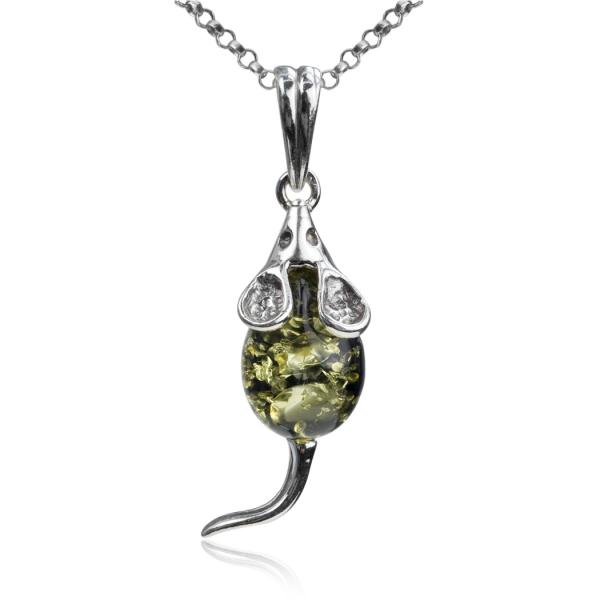 商品名: Ian and Valeri Co. マウスペンダントネックレス グリーン 琥珀 スターリングシルバー 18インチ Ian and Valeri Co. Green Amber Sterling Silver Mouse Pend...
