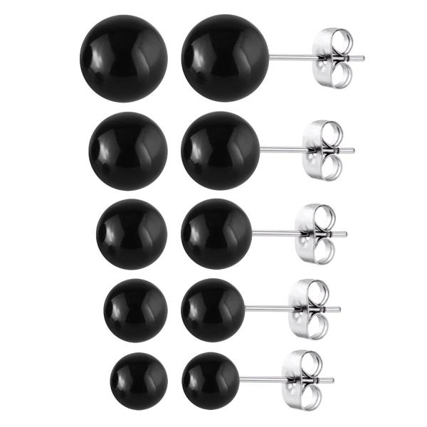 商品名: (2) 5 Pairs Black) - Jewelrieshop Faux Pearl Stud Earrings 5 Pairs, Stainless Steel Hypoallergenic Starter Set for ...