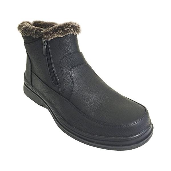 商品名: g-dmmメンズ冬のブーツCold Weatherファー裏地Ankle WarmダブルサイドジッパーSlip On Snow快適靴、ブラック カラー: ブラック R-DMM Men's Winter Boots Cold Weat...