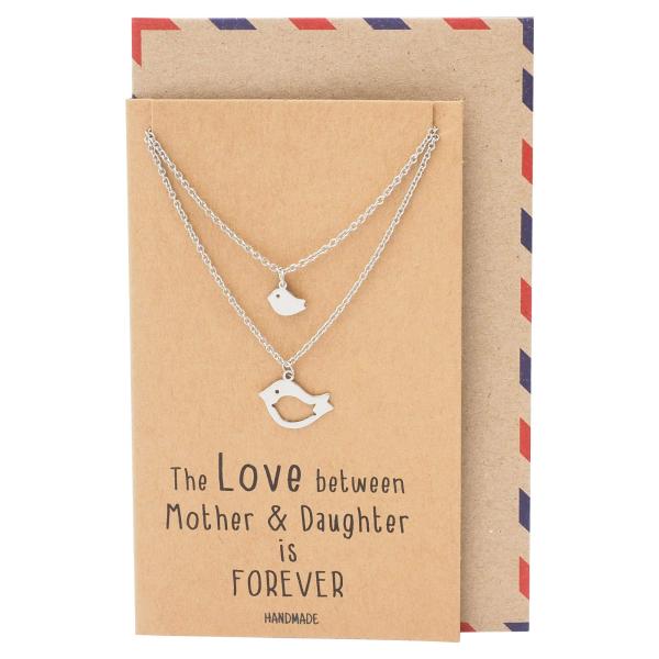 商品名: 母娘バードネックレス カード付き 16〜18インチ Quan Jewelry Mother Daughter Bird Pendant Necklace, Virtual Thanksgiving Gift Ideas, for ...