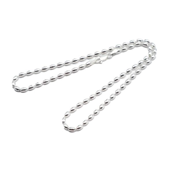 商品名: 16 " Stシルバーチャールストンライスビーズネックレスチェーン ? チョーカー3 x4 . 5 mmビーズイタリア300 GAロブスタークラスプ 16" St. Silver Charleston Rice Bead Neck...