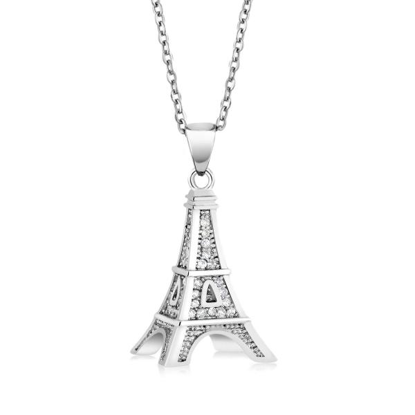 商品名: [Gem Stone King] ホワイト CZ エッフェル塔 ネックレス ペンダント Gem Stone King France Eiffel Tower Pendant Necklace for Women | White Z...