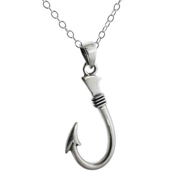 商品名: FashionJunkie4Life 華奢なトロピカルサマーペンダントネックレス, スターリングシルバー FashionJunkie4Life Sterling Silver Fish Hook Necklace, 18" Cha...