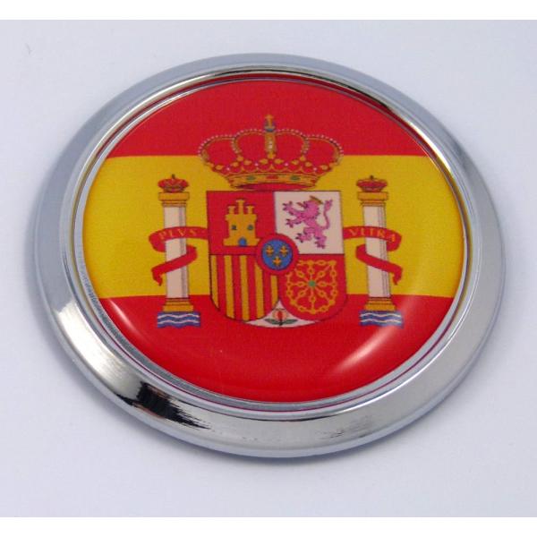 商品名: Spainスペイン語ラウンドフラグ車クロームデカールエンブレムバンパーステッカーベゼルバッジ Car Chrome Decals Spain Spanish Round Flag Emblem Bumper Sticker Bez...