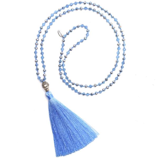 商品名: KELITCH タッセルビーズネックレス ブッダストランド ロングステートメントジュエリー 女性用 KELITCH Long Chain Tassel Necklace for Women Silver Buddha Pendan...