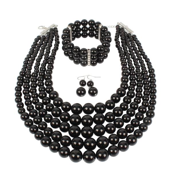 商品名: KOSMOS-LI 大型マルチレイヤーパールストランドコスチュームジュエリーセット, パール KOSMOS-LI Multi Layer Pearl Strand Necklace Bracelet and Earring Imi...