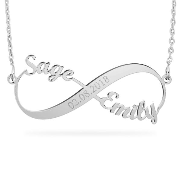 商品名: スターリングシルバー インフィニティネームネックレス パーソナライズ 18Kゴールドメッキ ネームプレートネックレス カスタマイズ可 ペンダントジュエリー レディース ゴールド UMAGICBOX Personalized Nam...