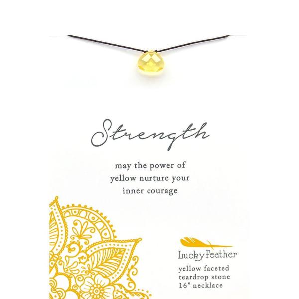 商品名: Luckyフェザーカラー電源「Strength」イエローFaceted Teardrop Stoneペンダント16?in。ネックレス Lucky Feather Color Power Chakra Necklace - 7 Ra...