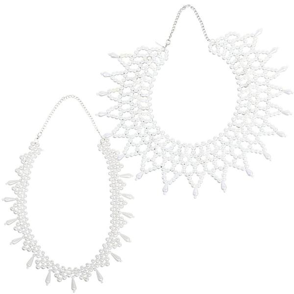 商品名: kilofly ACCESSORY レディース US サイズ: 12.5-15 inch カラー: ホワイト kilofly 2pc Women's White Faux Pearl Beaded False Collar Nec...