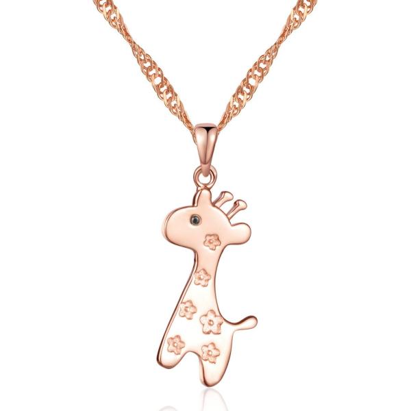 商品名: Infinite U ペンダント ゴージャスネックレス 925純銀製 ローズゴールド レディース ジュエリー アクセサリー 可愛いキリンのモチーフ【Infinite U ギフトバッグを提供】 Infinite U Cute Gir...