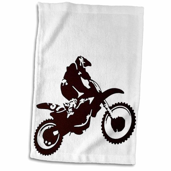 商品名: 3dローズTaiche???アクリルペイント???モトクロス???motocross-バイク、オフロード、Motorcross、オートバイ、Motorx、Radical、シルエット、Tricks???タオル 15 x 22" ホワ...
