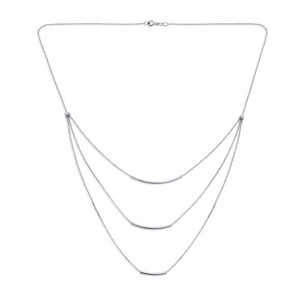 商品名: [Bling Jewelry] 女性.925スターリングシルバーのための層状のマルチ3ストランドチェーンカーブバーネックレス Bling Jewelry Layered Multi Three Strand Chain Curve...