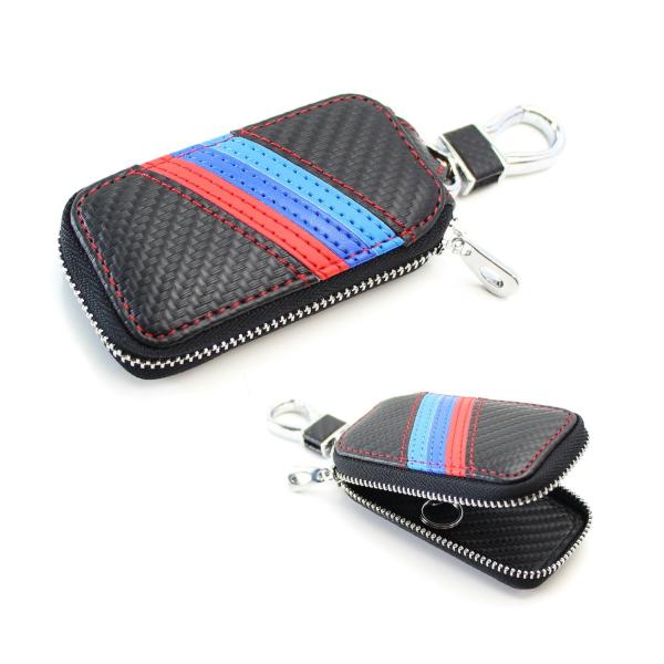 商品名:  iJDMTOY (1 M-Colored Stripe Carbon Fiber Pattern Leather Key Holder Cover Wallet Compatible with BMWブランド: iJDMTOY商...