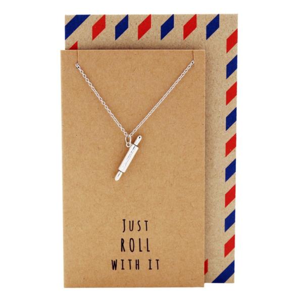 商品名: quan Jewelry 麺棒ネックレス シェフへのギフト パン屋のお母さんや料理好きへのギフト キッチンステンレススチール ペストリーメーカー 母の日やクリスマスのお母さんへのギフト - 100%ハンドメイド, ピューター qu...