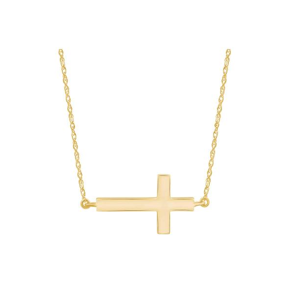 商品名: 14 KゴールドオーバースターリングシルバーオフCentered Sideways Crossネックレスペンダント Jewel Zone US 10k Solid Gold Or 925 Sterling Silver Off C...