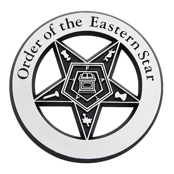 商品名: Order of the Eastern Starクローム仕上げABSプラスチック車オートエンブレム ? 3 "直径 Order of the Eastern Star ABS Plastic Masonic Auto Emble...