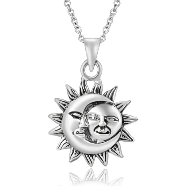 商品名: Glinting天体Sun and Moon sterlngシルバーネックレス AeraVida Couple Love Celestial Sun And Moon 925 Sterling Silver Necklaceブラン...
