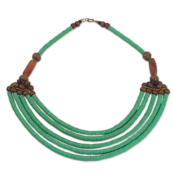 商品名: Novicaメノウ真鍮木製ビーズネックレス、19.25 " ' WEND Panga緑色で' NOVICA Handmade .925 Sterling Silver Beaded Necklace Crafted Agate W...