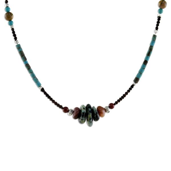 商品名: Novica multi-gemジャスパー。925スターリングシルバービーズネックレス、17.25インチ、' Bohemianハーモニー' NOVICA Artisan Handmade Multigemstone Beaded ...
