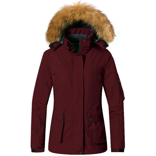 商品名: Wantdo レディース 防水 スキージャケット 防風 冬 スノーコート マウンテン スノーボード ジャケット アウトドア フリース パーカー, ワインレッド, Small wantdo Women's Fleece Ski Ja...