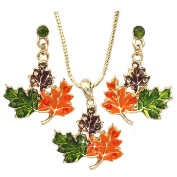 商品名: cocojewelry カラフルメープルリーフ 紅葉 秋 感謝祭 ジュエリーセット, ラインストーン ラインストーン エナメル cocojewelry Colorful Maple Leaves Fall Foliage Autu...