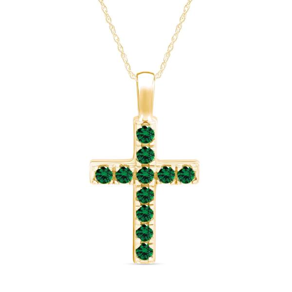 商品名: AFFY クロスペンダントネックレス 14Kイエローゴールドメッキ スターリングシルバー AFFY Round Cut Simulated Emerald Cross Pendant Necklace In 14k Yellow ...