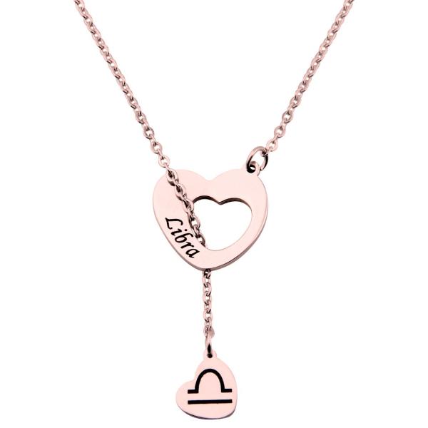 商品名: ENSIANTH ローズゴールド 星座 ハートネックレス ステンレススチール ラリアット Yネックレス 誕生日ギフト ENSIANTH Rose Gold Zodiac Signs Heart Necklace Stainless...