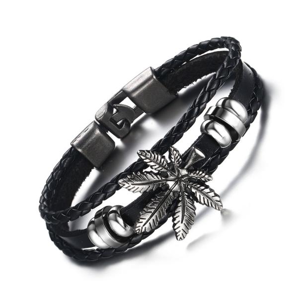 商品名: トリプルストランドクールmulti-layered Marijuana Hemp Leafリストバンドブレスレットfor Men Mealguet Jewelry Triple Strand Cool Multi-Layered ...
