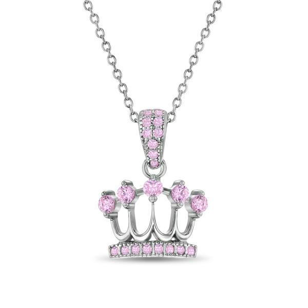 商品名: [In Season Jewelry] 925人のスターリングシルバーピンクCZプリンセスクラウン女の子ペンダントネックレス16" ピンク In Season Jewelry 925 Sterling Silver 16" Pin...