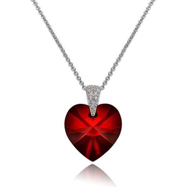 商品名: スターリングシルバー ハートネックレス スワロフスキークリスタル使用 B. BRILLIANT Valentines Day Necklace for Women Sterling Silver Ruby Red Crystal ...