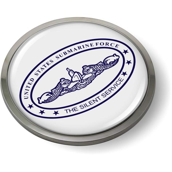 商品名:  [U.S. Navy Officially Licensed Product] - US Submarine Force The Silent Service 3D Domed Emblem Car Sticker Chrome...