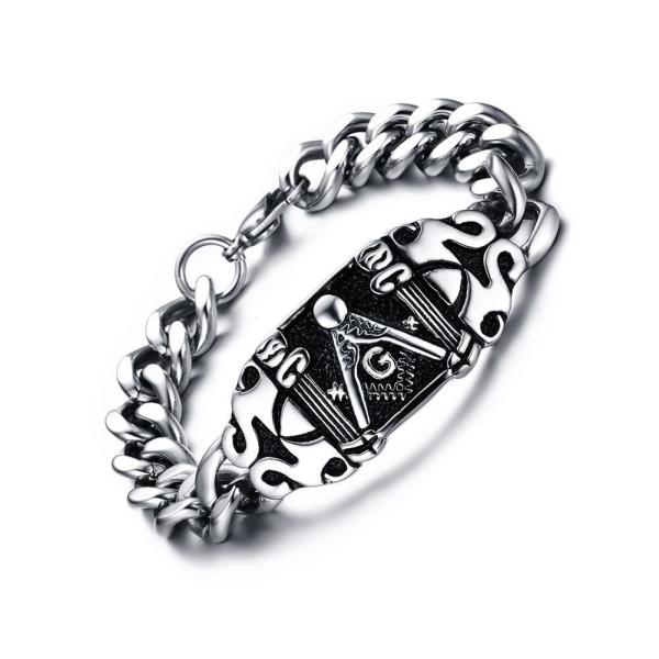 商品名:  MPRAINBOW Men's Stainless Steel Free Mason Masonic Bracelet Link Cuff Bracelet for Menブランド: MPRAINBOW高さ: 9.144cm横幅...