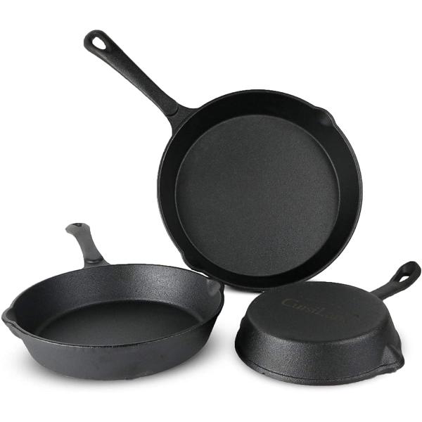 商品名: 品質pre-seasoned Cast Ironパン調理器具セット???10インチ、8インチ、6.5?"パン Cuisiland Quality Pre-Seasoned Cast Iron Fry Pan Set - 10", ...