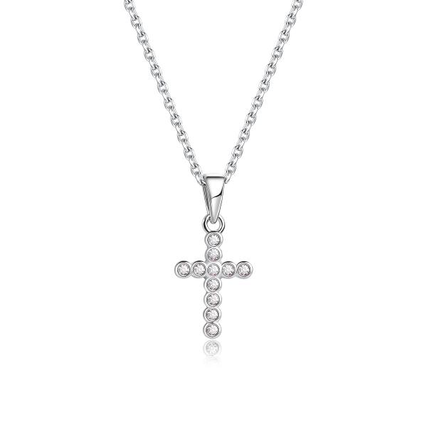 商品名: Girl &amp;apos;sスターリングシルバー最初聖体CZクロスネックレスの子、Teen orレディース Precious Pieces Girl's or Women's Sterling Silver CZ Cross ...