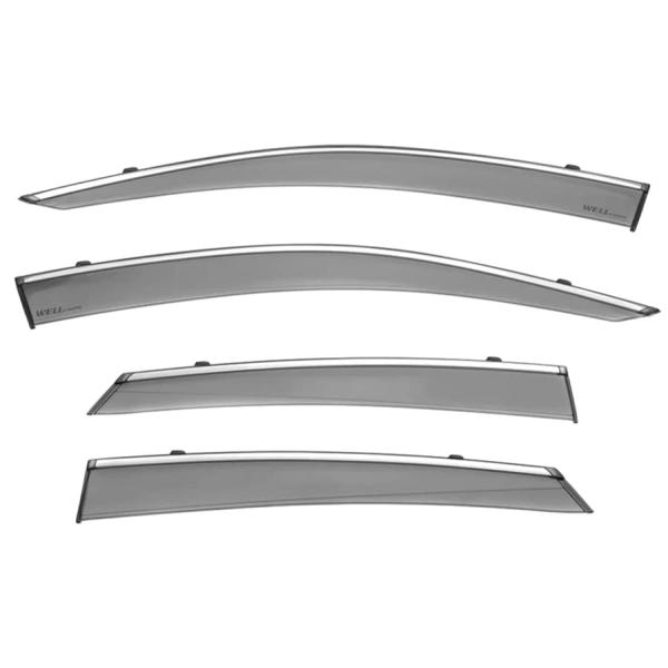 商品名:  WellVisors Replacement for 2016-2021 Honda Civic Sedan &amp; 2019-Present Honda Insight Clip-ON Chrome Trim Smoke ...