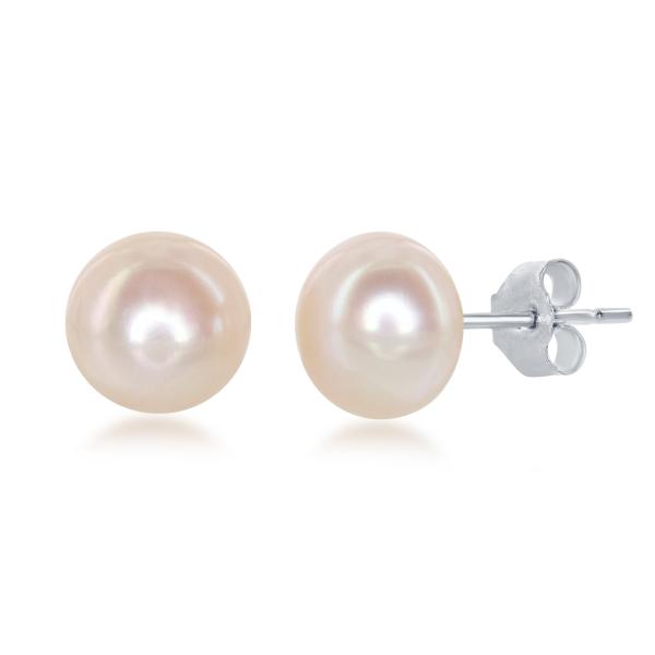 商品名: スターリングシルバーブラッシュ養殖淡水パール6 mm、8 mm、または10 mmボタンビーズスタッドイヤリング Sterling Silver Blush Cultured Freshwater Pearl 10mm Button...