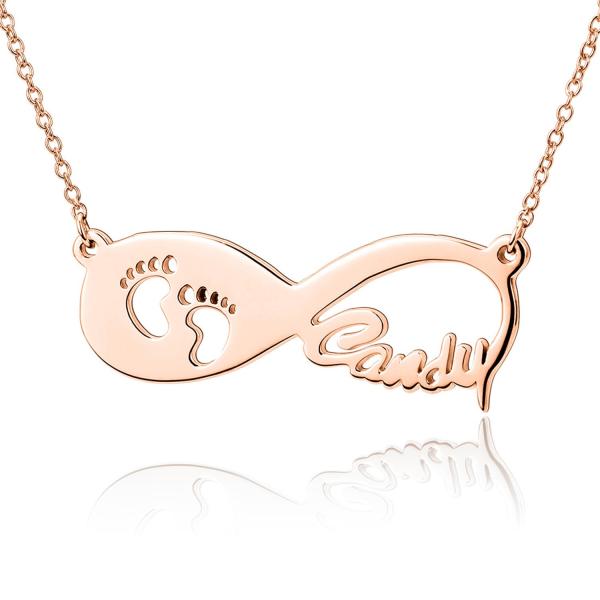 商品名: Personalized infinity名前ネックレス名前with &amp;かFootprintカスタマイズされたペンダントバレンタインギフトfor Her シルバー LONAGO Personalized Infinity ...
