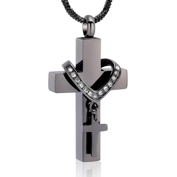 商品名: " Always in My Heart"刻印ハートCremation Urnネックレス灰記念品ペンダント+ Fillキット Yinplsmemory Cross Cremation Necklace Urn Pendant fo...