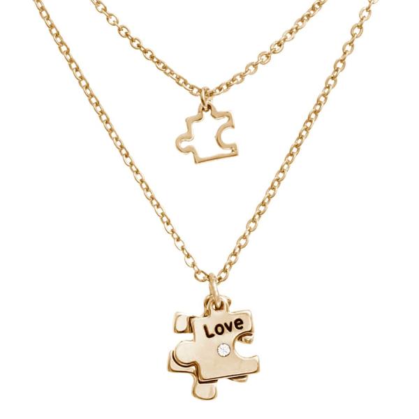 商品名: ローズマリー・コレクションレディースダブルチャームネックレスセットAutism Awareness Puzzle Piece ゴールド Rosemarie Collections Women's Double Charm Neck...