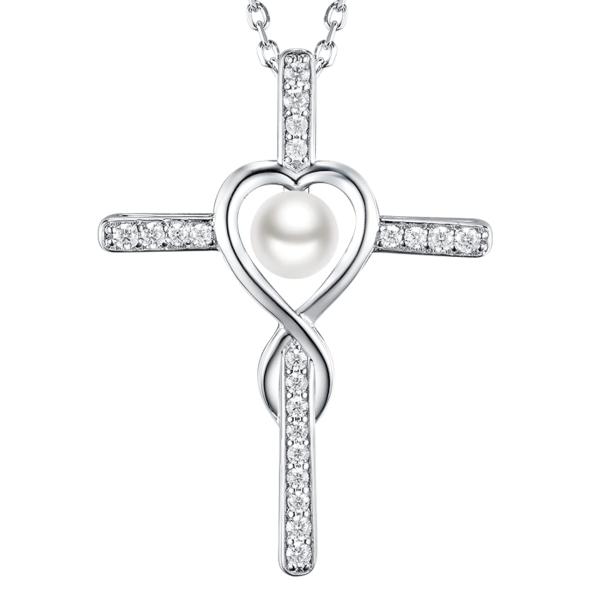 商品名: ラブハート インフィニティペンダント ジュエリー 12月 誕生石 ブルートパーズ 誕生日ギフト 母 妻 娘 ガーネット アメジスト エメラルド パール ネックレス スターリングシルバー ファインジュエリー, パール, キュービック...