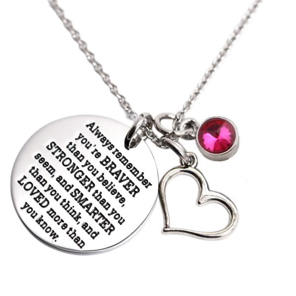 商品名: kuiyai Always Remember You Are Braver Than You Believeネックレスwith誕生石チャームジュエリーインスピレーションギフト KUIYAI Always Remember You ...