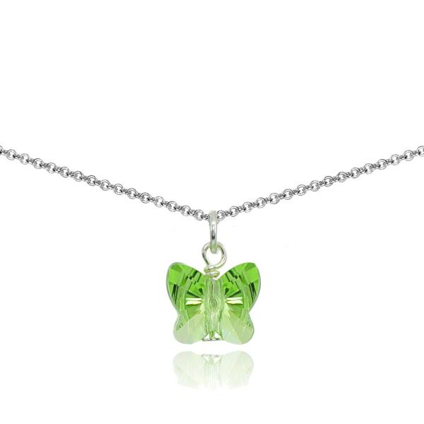 商品名: スターリングシルバー 優美な蝶 チョーカーネックレス スワロフスキークリスタル製 GemStar USA Sterling Silver Light Green Butterfly Choker Necklace Made wit...