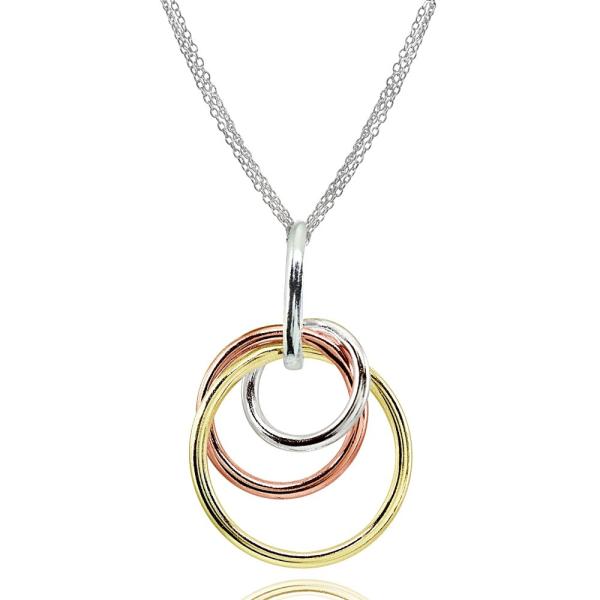商品名: スターリングシルバーポリッシュIntertwinedトリプルフープペンダントネックレス Tri-Color Sterling Silver Polished Intertwined Triple Hoop Pendant Neck...