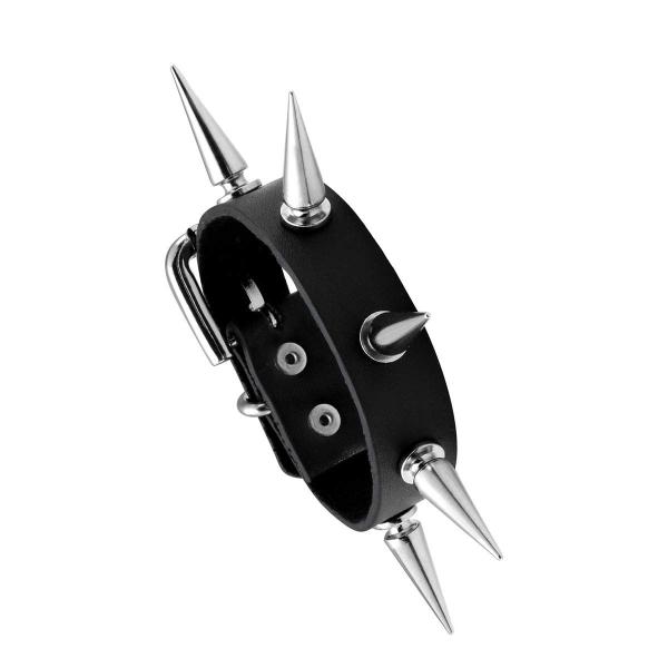 商品名: Eigso ヒップホップ 合金リベット PUレザー ウエストバンド ベルト バックル ブレスレット ブラック ゴシック レディース メンズ Eigso Punk Leather Cuff Spikes Bracelet for M...
