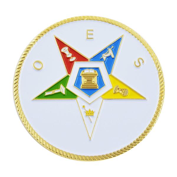 商品名: Order of the Eastern Starホワイト車オートエンブレム ? 2 "直径 Order of the Eastern Star Masonic Auto Emblem - [White &amp; Gold][2...