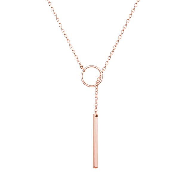 商品名: 単純な円withバーYネックレス、華奢なミニマリスト円バーLariatネックレスレディースガールズ choice of all Gold Lariat Necklace for Women Trendy Rose Gold Bar...