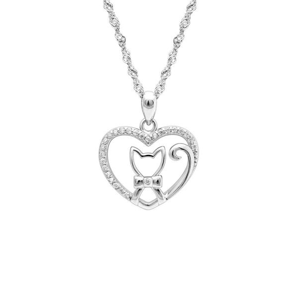 商品名: Ginger LyneコレクションKitty CatデザインスターリングシルバーCZペンダントネックレス水波チェーン Ginger Lyne Collection Sterling Silver Cz Kitty Cat Pend...