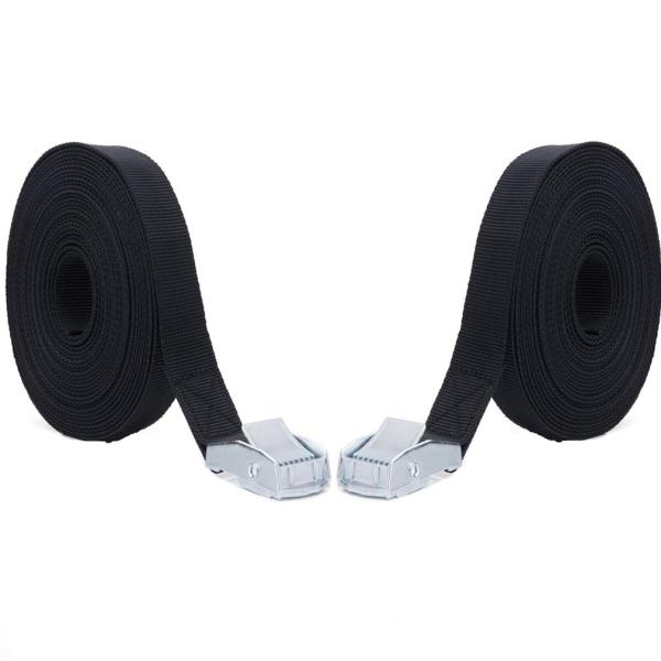 商品名: PEIUJIN ラチェットタイダウンストラップ - 500ポンド ロードキャップ / 1500ポンド 破断強度 - 高耐久 ラッシングストラップ オートバイ 芝生機器 移動家電用 (2mx25mm ブラック 2個) PEIUJIN...