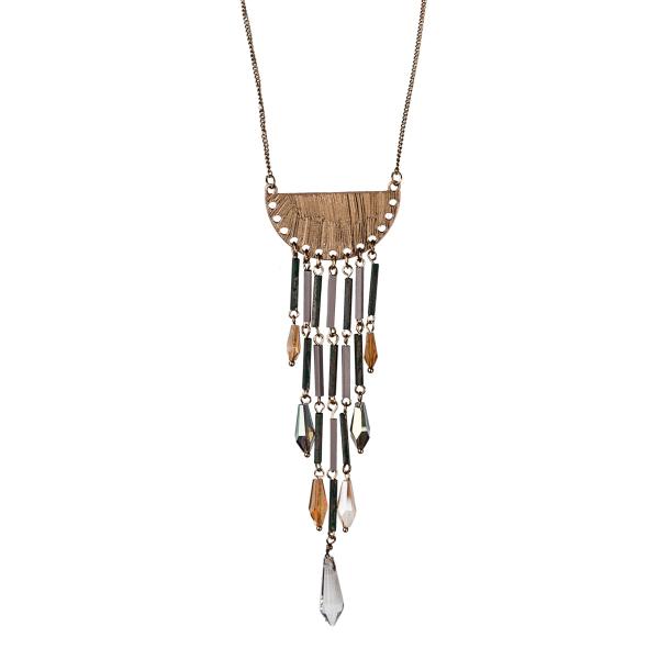 商品名: spunkysoul Hand Made Sleek長方形Wire Wrapped inゴールドとシルバーネックレスの女性コレクション SPUNKYsoul Long Boho Chic Beaded Faceted Fringe...