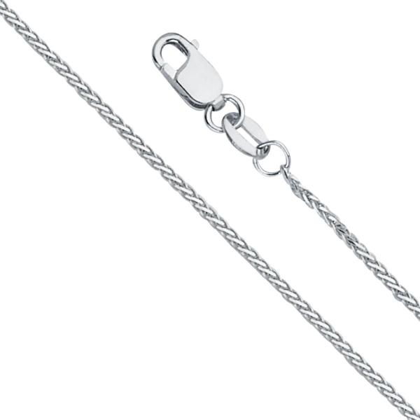 商品名: 14 Kホワイトゴールド1 mmダイヤモンドカット小麦チェーンネックレスwith Lobster Claw Clasp 14k REAL White Gold 1mm Diamond Cut Round Wheat Chain N...
